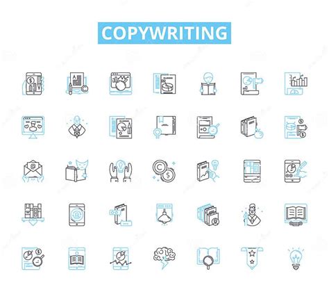 Copywriting Linear Icons Set Wordsmithing Messaging Persuasion Branding Hook Call To