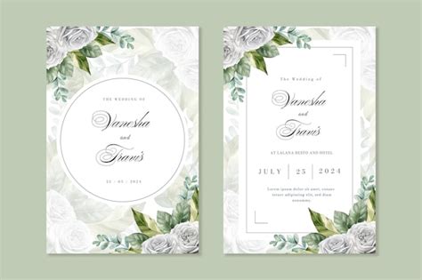 Шаблон свадебного приглашения с цветочной акварелью Премиум Psd Файл