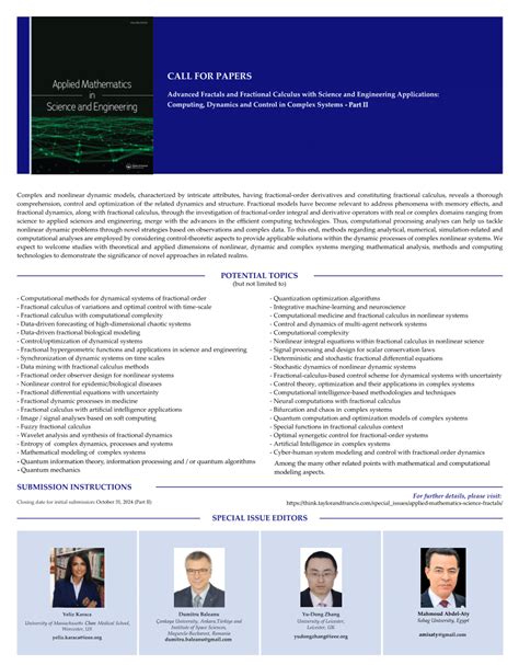 Pdf Call For Papers Special Issue Advanced Fractals And Fractional Calculus With Science