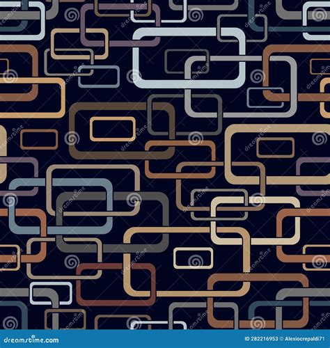 Seamless Geometric Abstract Pattern With Intersecting Colorful Rectangles And Squares On A Black