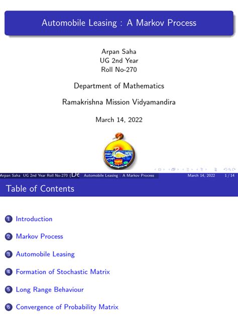 automobile leasing a markov process 3 pdf markov chain