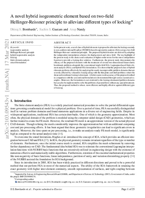 Pdf A Novel Hybrid Isogeometric Element Based On Two Field Hellinger