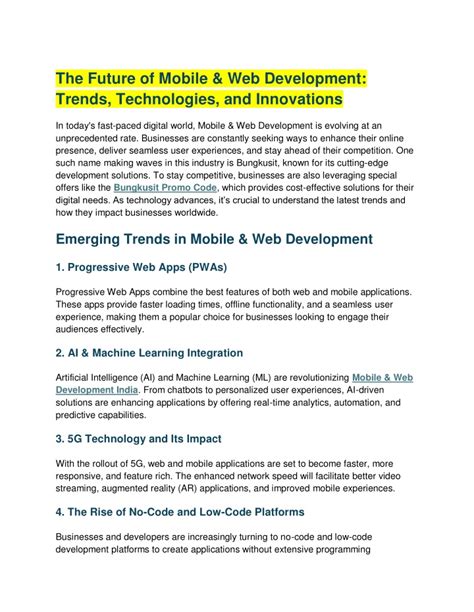 Ppt The Future Of Mobile And Web Development Trends Technologies And
