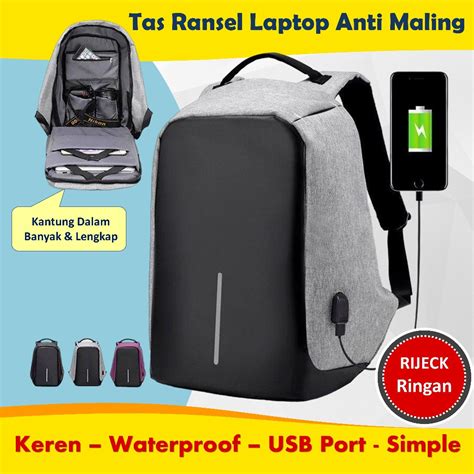 Jual Riject Ringan Tas Ransel Laptop Wanita Pria Tas Anti Maling Original Tas Laptop