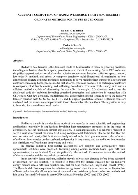 pdf accurate computing of radiative source term using discrete ordinates methods for to use in