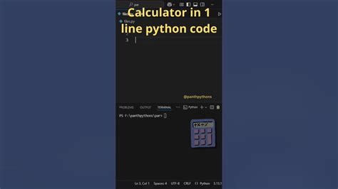 Python One Line Calculator Python Programming Learnpython Coding Panthpythons Youtube