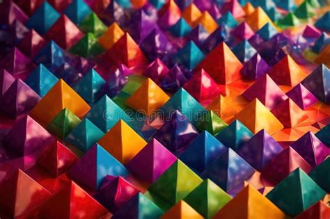 abstract raised 3d triangle pyramid pattern in rainbow colorful colors