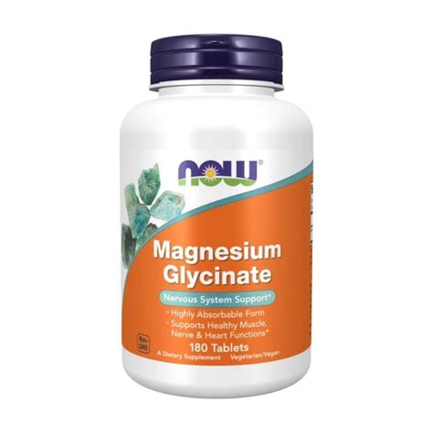 Magnezijev glicinat NOW (180 tablet) | extenlab.si