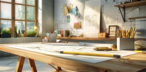 Premium Photo Modern Workspace Interior Design And Architecture Drafting Table Concept