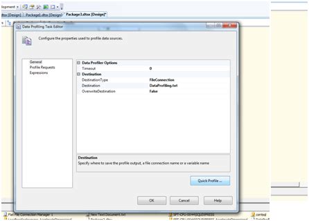 SQL Server SSIS Package SSIS Data Profiling Task
