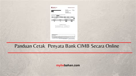 Cara Cetak Penyata Bank CIMB Secara Online