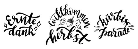 독일어 손 글자 로고 아이콘 세트 3에 가을 따옴표 플래너 캘린더 주최자 스티커 카드 배너 포스터 머그잔 스크랩북 베개 케이스에 대한 벡터 가을 계절 말 10월에 대한 스톡