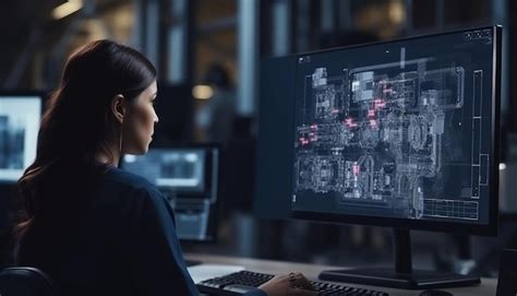 Premium Photo A Woman Sitting In Front Of A Computer Monitor