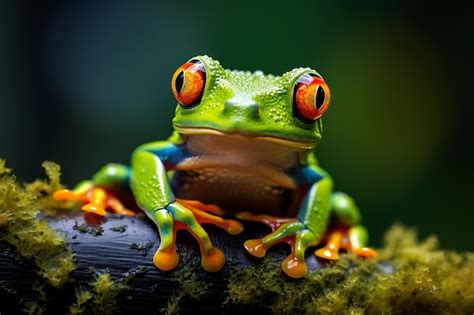 Premium AI Image Vibrant Redeyed Tree Frog On The Leaf