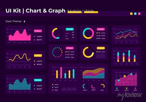 Chart Ui Elements Kit Diagram For Data Analysis Graph Isolated • Wall