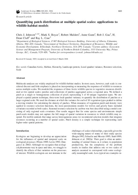 Pdf Quantifying Patch Distribution At Multiple Spatial Scales