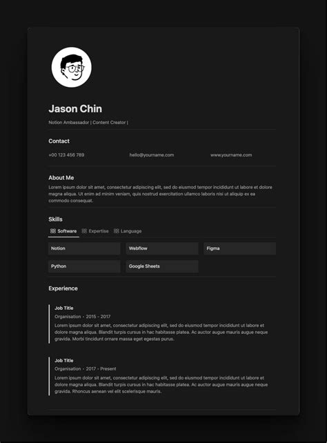 I Made A Resume Template In Notion Rnotion