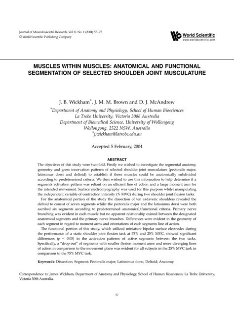Pdf Muscles Within Muscles Anatomical And Functional Segmentation Of Selected Shoulder Joint
