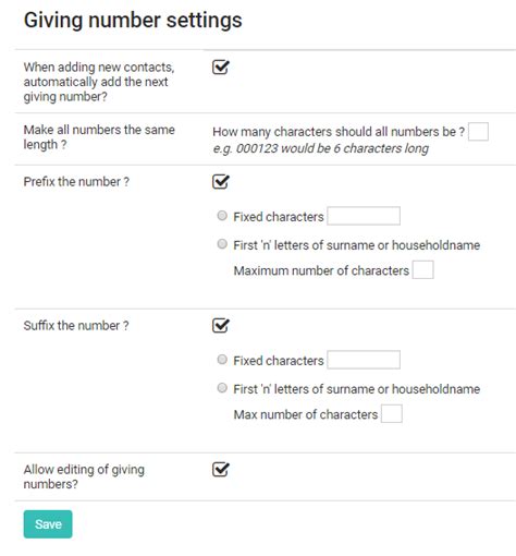 Giving Number Settings