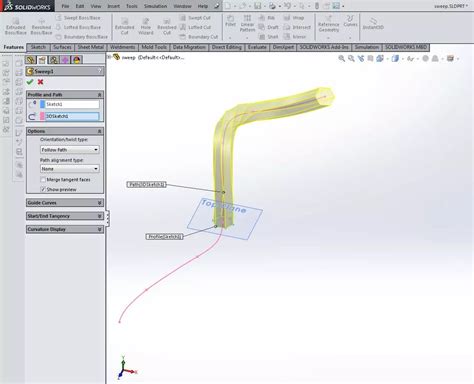 Solidworks Sweep In Two Directions Goengineer
