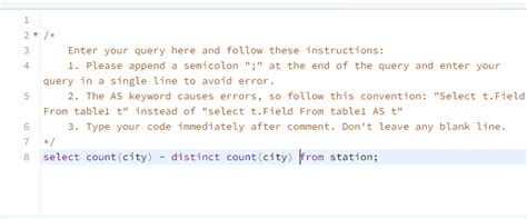 Hackerrank Problem Weather Observation Station 4 Rsql