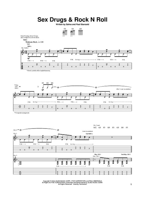 Sex Drugs And Rock N Roll Sheet Music By Saliva For Guitar Tab Sheet