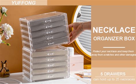 Amazon Yufong Necklace Holder Organizer Dustproof Necklace Box