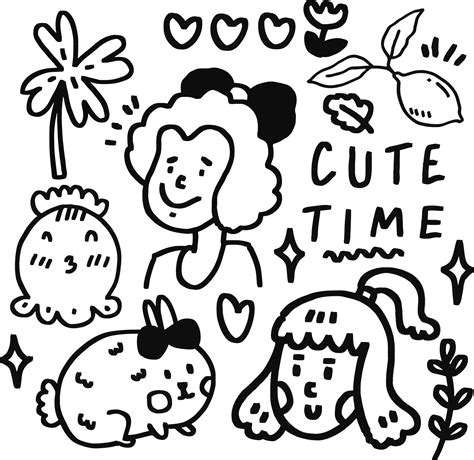 Hand Drawn Cute Time For Templates 35579332 Vector Art At Vecteezy
