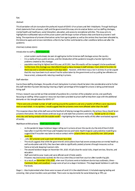 The Word Guide For Epq EPQ WORK Containing Information On The Prison Sytem And How To