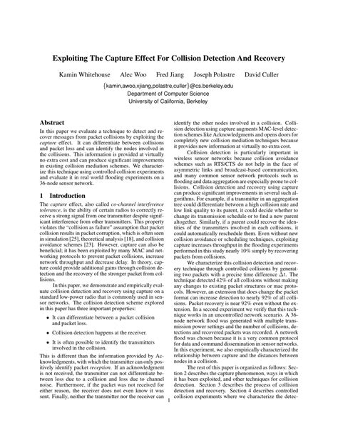 Pdf Exploiting The Capture Effect For Collision Detection And Recovery