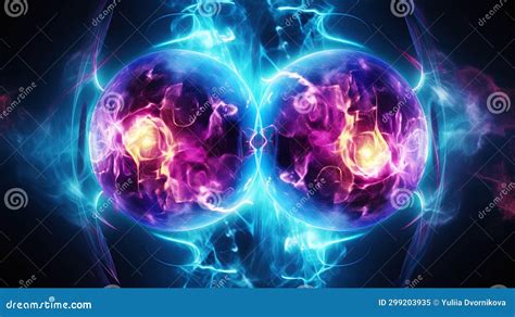 Subatomic Proton Particle Collision Nuclear Fusion Concept Stock