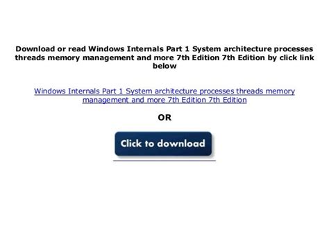 p d f book windows internals part 1 system architecture processes