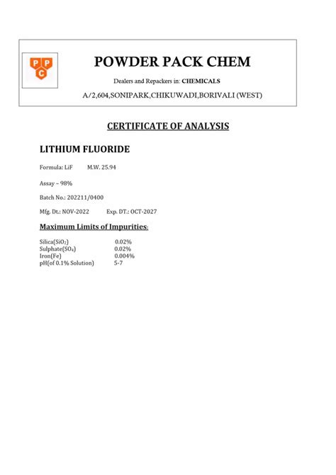 Lithium Fluoride Powder At ₹ 9100 Kg Lithium Fluoride In Mumbai Id 8023483648