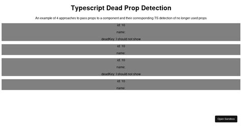 Typescript Dead Prop Detection Codesandbox