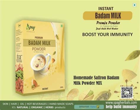 Spag Herbals Instant Saffron Badam Drink Mix With Real Bits Milk Powder