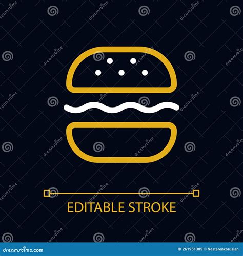 Burger Pixel Perfect Color Linear Ui Icon For Dark Theme Stock Vector