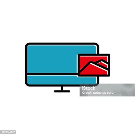 미리 보기 그림 기호가 있는 선형 색상 아이콘을 모니터링합니다 간단한 그림 모바일 개념 앱 아이콘 및 웹 디자인 디자인 템플릿 벡터 개념에 대한 스톡 벡터 아트 및 기타