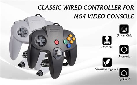 2xclassic N64 Controller Kiwitata Retro Wired N64 Gamepad Controller Joystick For