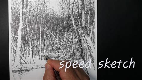 펜으로 겨울풍경 그리는 법풍경화 스피드스케치speed Sketch Youtube