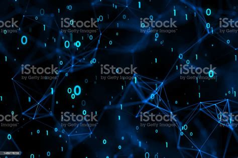 Abstract Dark Background With Binary Code Analysis And Data Transfer