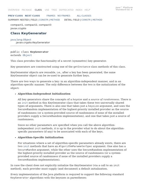 Keygenerator Java Platform Se 8 Pdf Method Computer Programming Constructor Object