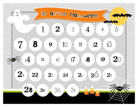 Halloween Countdown Printable Calendar Template 2023