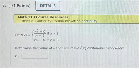 Solved Math Course Resources Limits Continuity Chegg