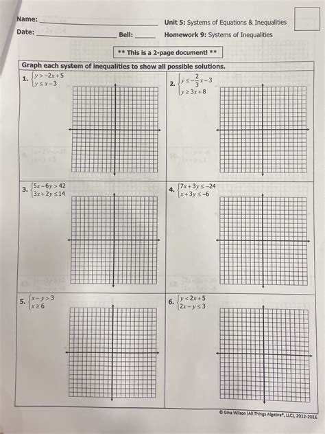 Solved Unit 5 Homework 9 Name Unit 5 Systems Of Equations And Course Hero