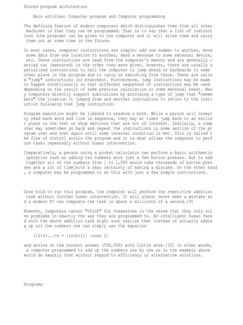 stored program architecture pdf central processing unit software