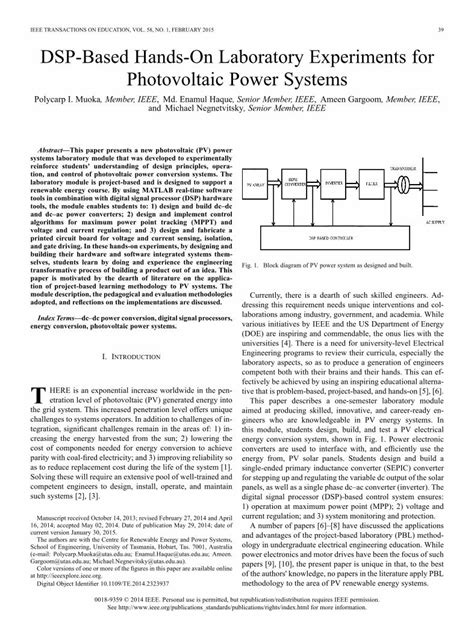 Pdf Dsp Based Hands On Laboratory Experiments For Photovoltaic Power Systems Dokumentips