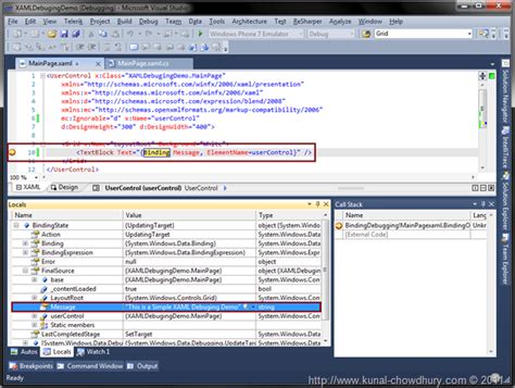 Debugging Data Bindings In Xaml With Silverlight 5 Beta Kunal Chowdhury