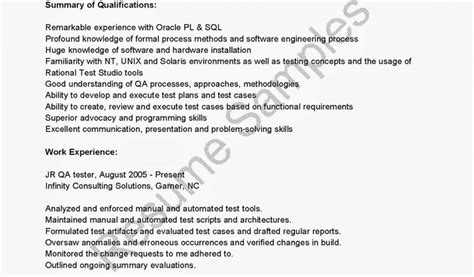 resume templates for qa tester resume samples jr qa tester resume