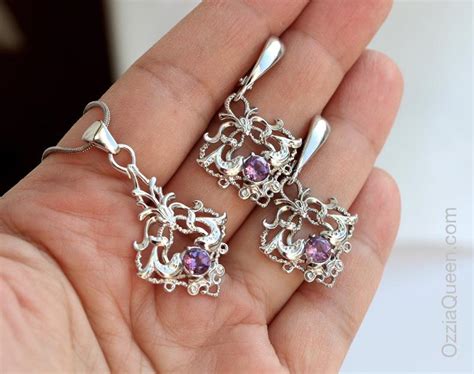 Серебряные серьги с натуральными аметистами