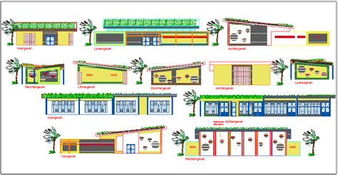 Elevation Of Multi Functional Building Dwg File Cadbull